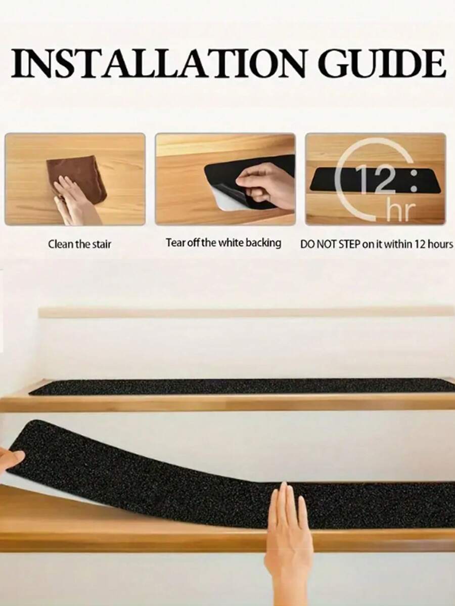 1pc/4pcs Non-Slip Stair Treads, Transparent Heavy Duty Anti-Skid Tape ...