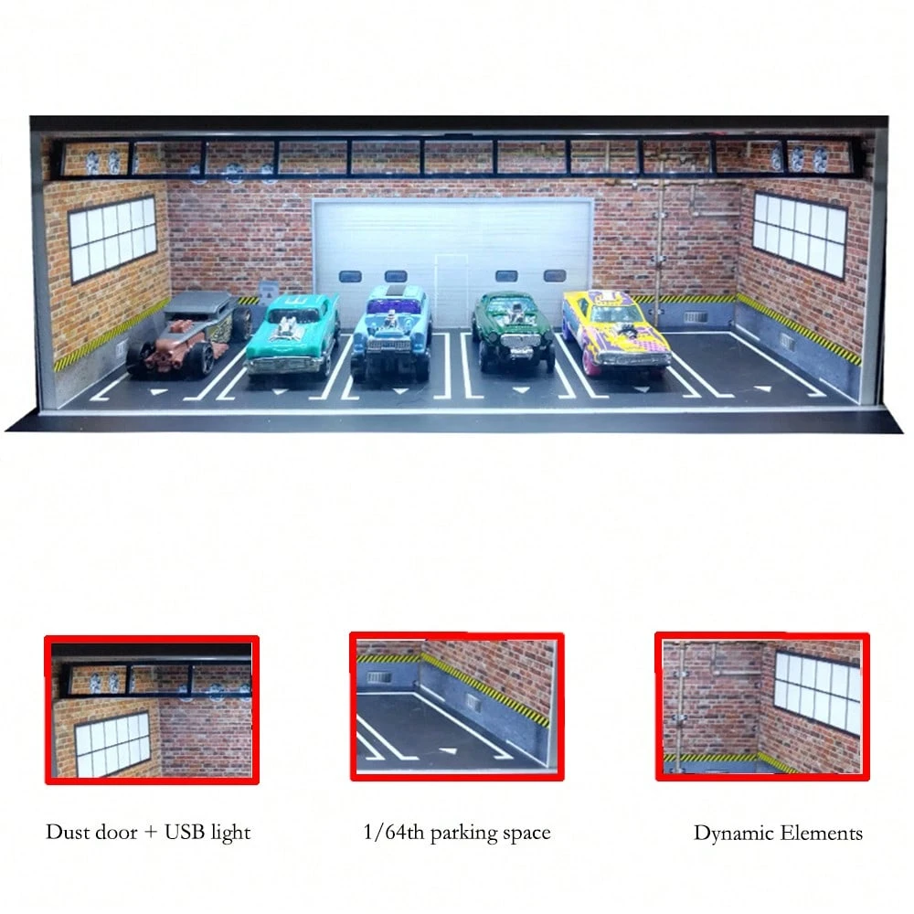 Meiduoxing 1:64 Scale Diorama Parking Lot Car Garage Models Assemble ...