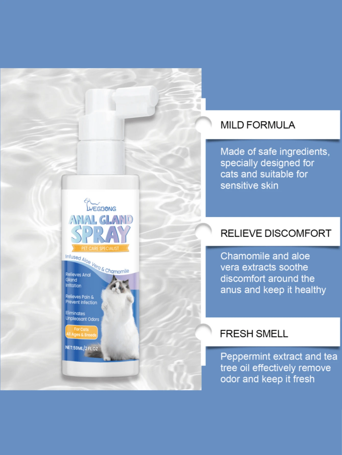 Cat Gland Odor Removal Spray, Fresh Deodorizing Cleansing Spray For ...