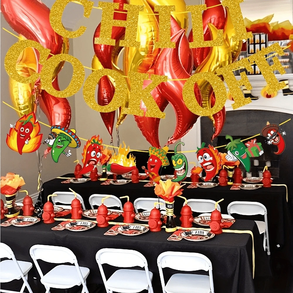 Chili Cook Off Banner Set Chili Contest Pennants With Chili Pattern ...