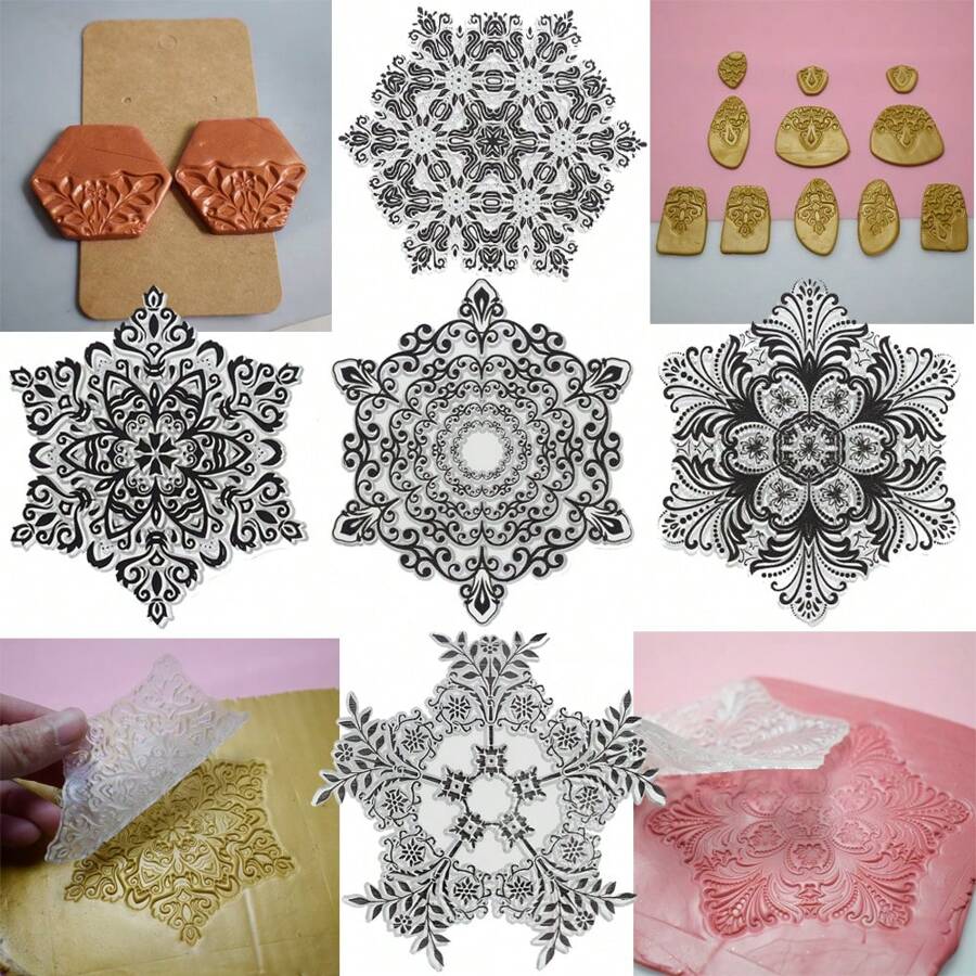 Mandala Flower Pattern Clay Stamp Texture Emboss Mat DIY Homemade ...