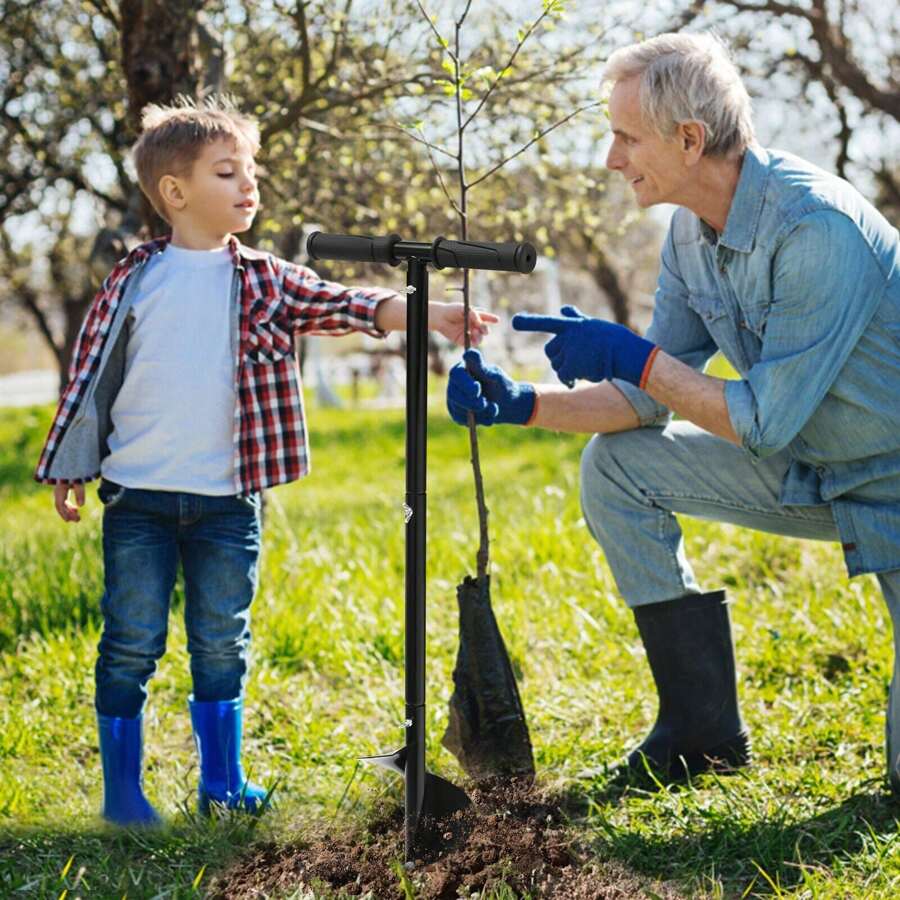 6" Fence Manual Hand Post Hole Auger Hand Drill Post Hole Digger Earth ...