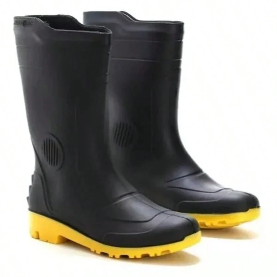 Mid-Calf PVC Rain Boot With Yellow Sole For Motorcycle/Garden | SHEIN UK