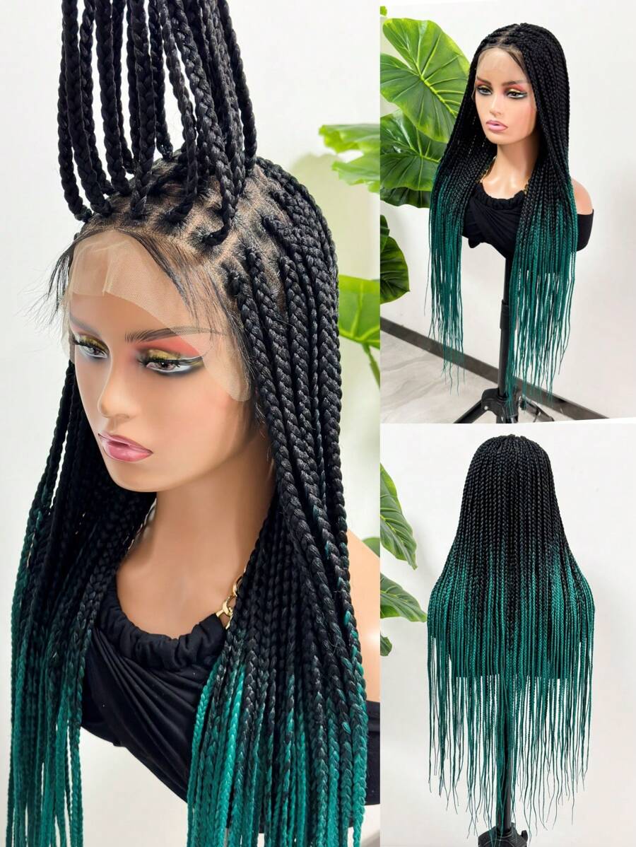 Full Double Lace Front Box Braided Wigs For Women 36 Inches Knotless ...