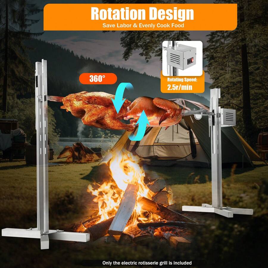 53 Inch Large Spit Roaster Rotisserie Chicken Electric BBQ Grill Pig ...