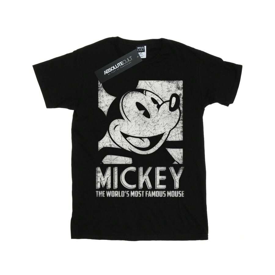 Disney Mens Mickey Mouse Most Famous TShirt (Black) | SHEIN UK