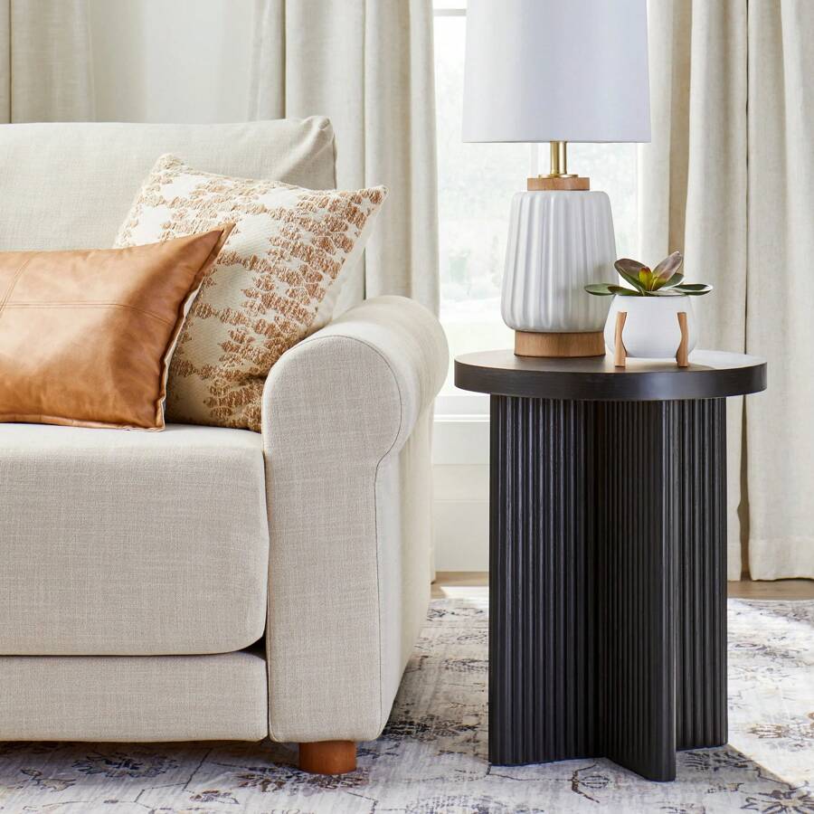 Lillian Fluted End Table, Pine Finish | SHEIN USA