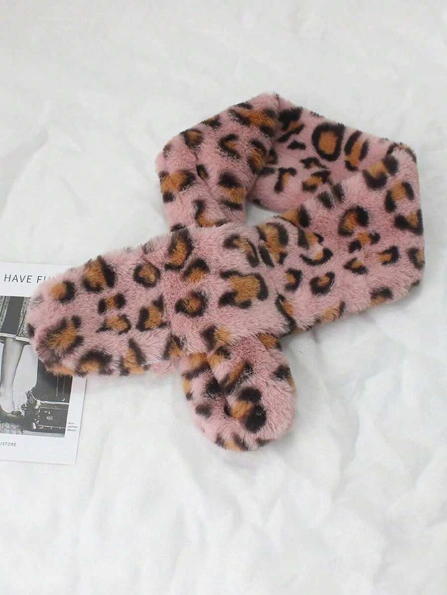 1pc Women Snood Leopard Print Fluffy Lightweight Fluffy Scarf, Warm And ...