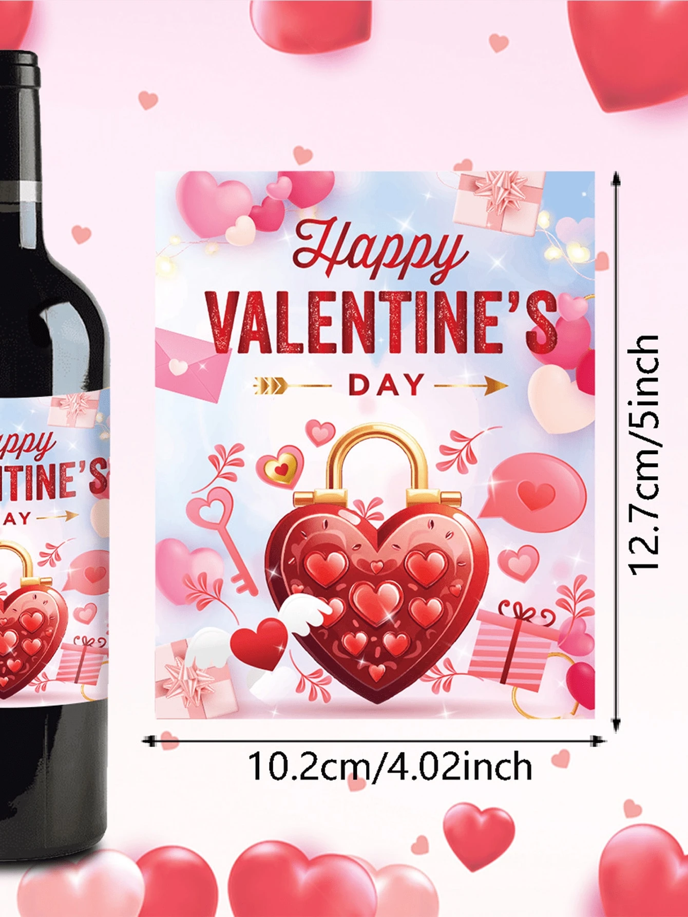 9pcs 2025 Valentine's Day Wine Bottle Stickers, Heart-Shaped Party ...