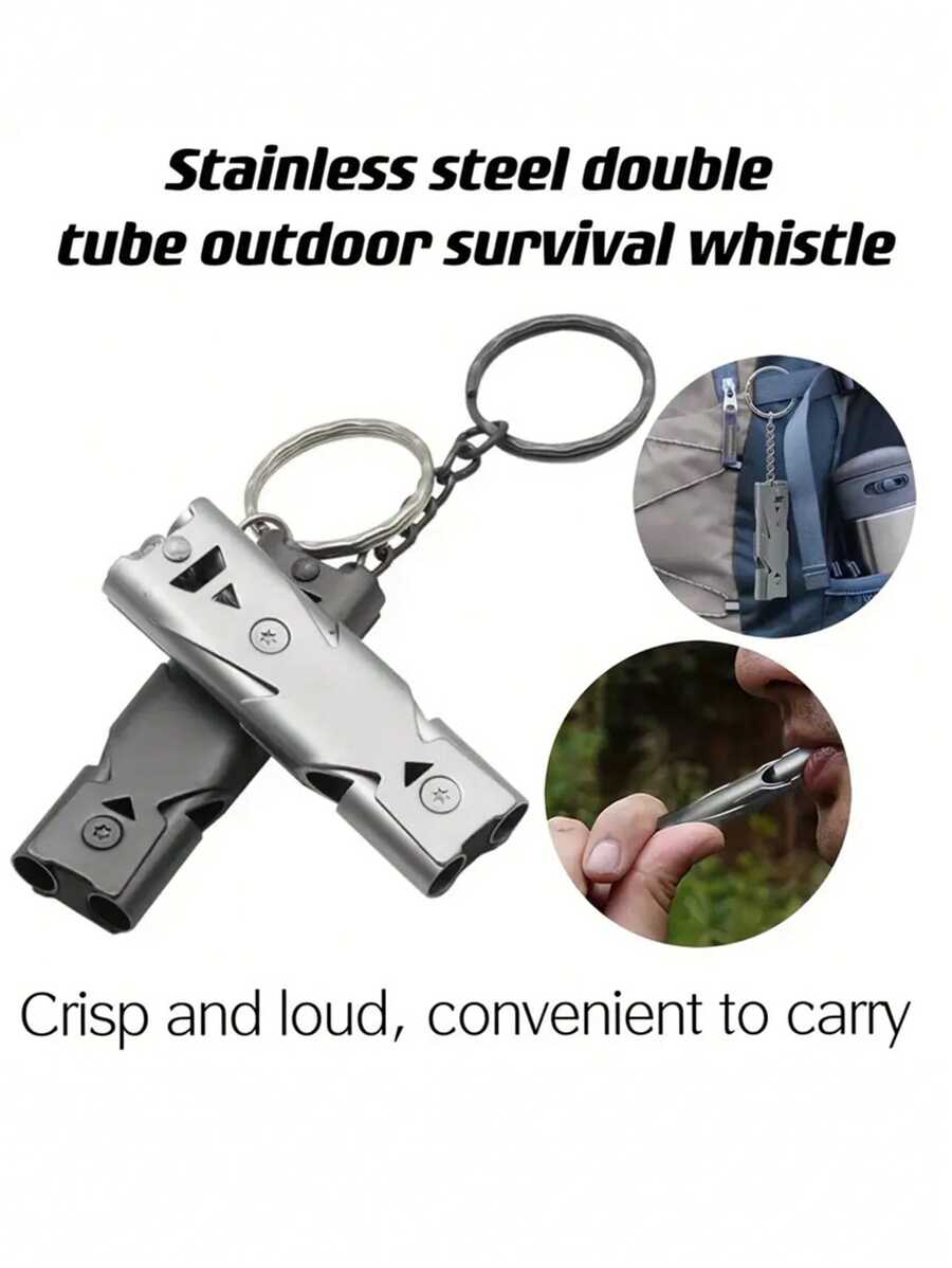 Stainless Steel Emergency Whistle, Double-Tube High-Decibel Survival ...