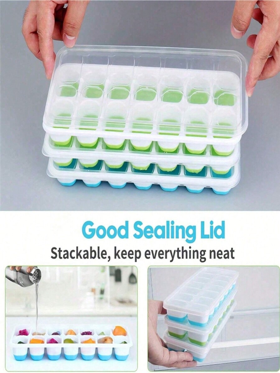 Silicone Ice Cube Tray Easy Release And Flexible Ice Mold With 14 Grids
