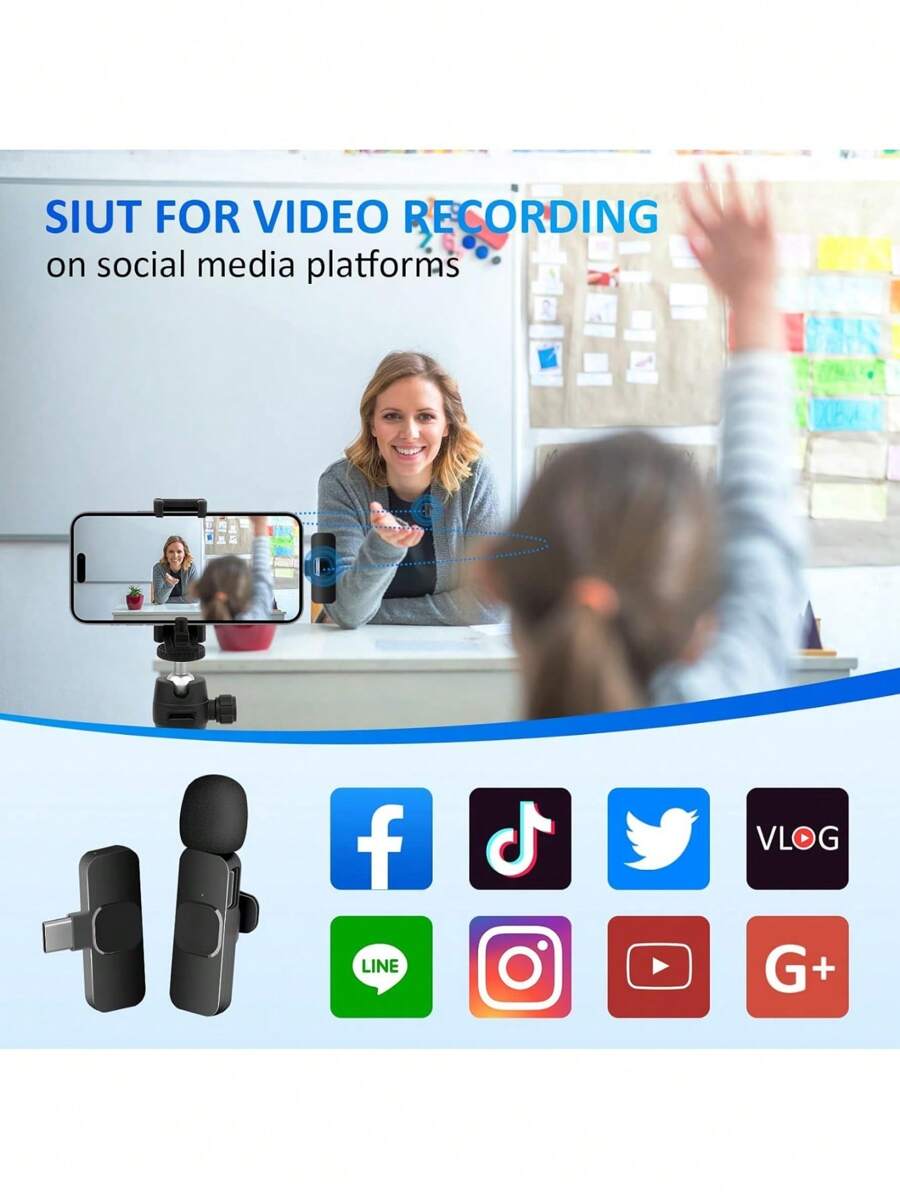 1 Set Wireless Lavalier Microphone & Mini Microphone, Compatible With ...