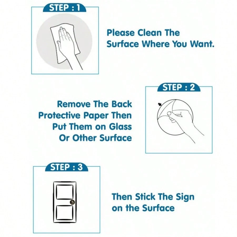 10.16cm Sliding Double-Sided Door Sticker, 1 Transparent Glass Door ...