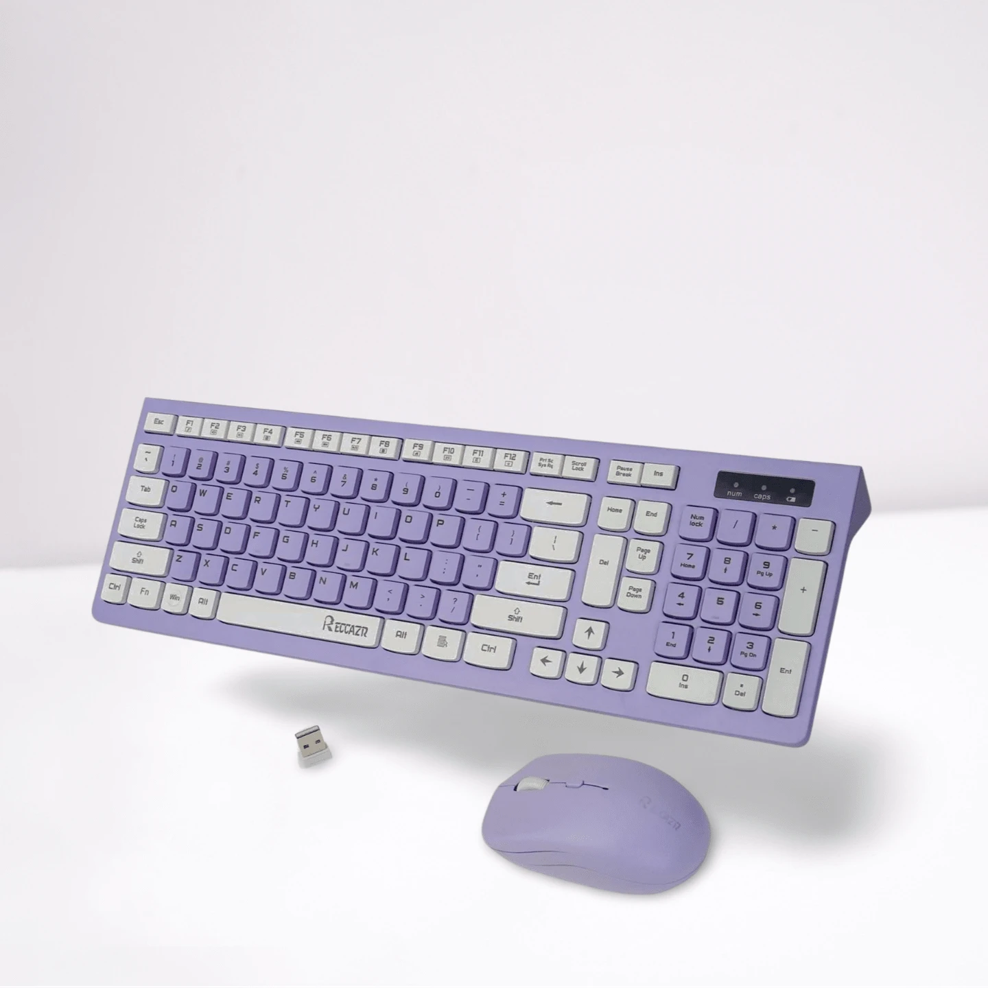 Purple Full-Size Wireless Keyboard & Mouse Set – 2.4GHz USB, Adjustable ...