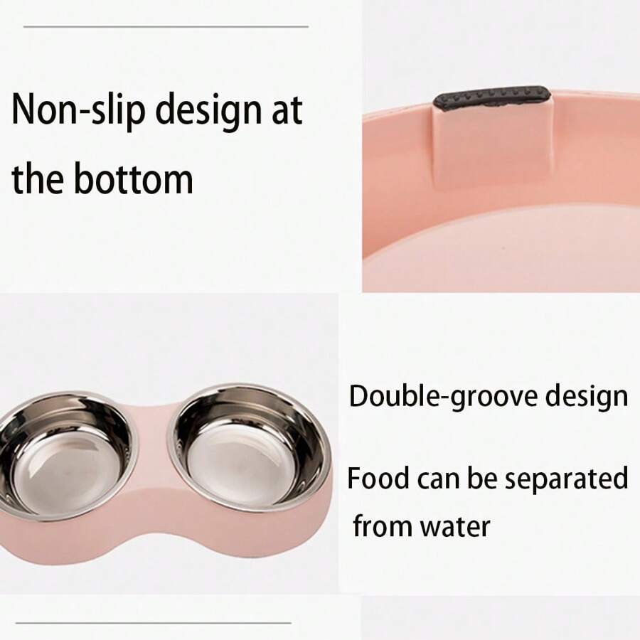 Personalized Integrated Bevel Bowl Pet Bowl, Double Bowl With Custom ...