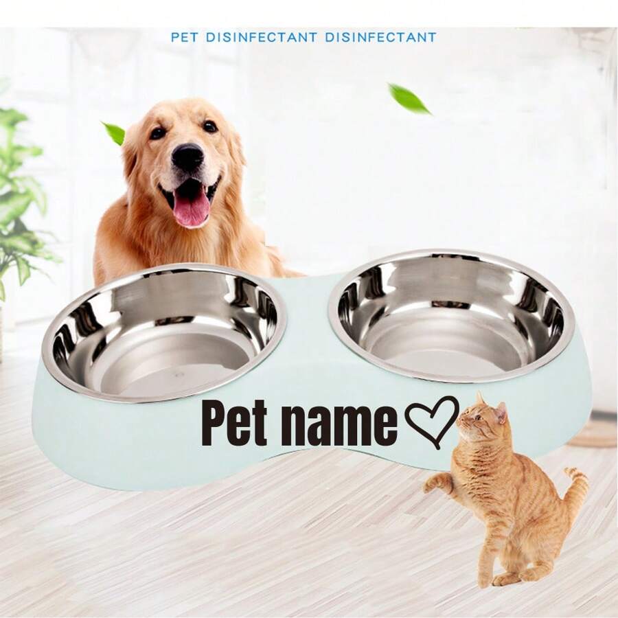 Personalized Integrated Bevel Bowl Pet Bowl, Double Bowl With Custom ...