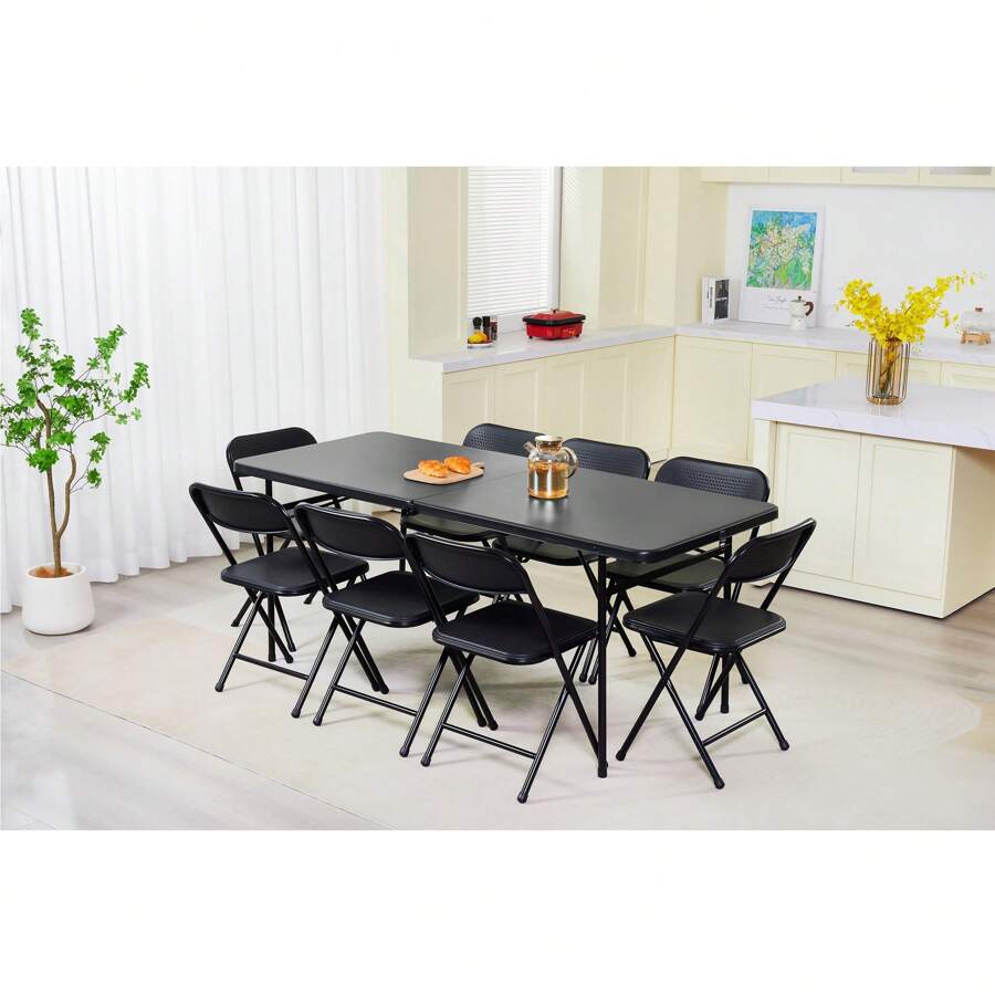 Mainstays 6 Foot Bi-Fold Plastic Folding Table, Black | SHEIN USA