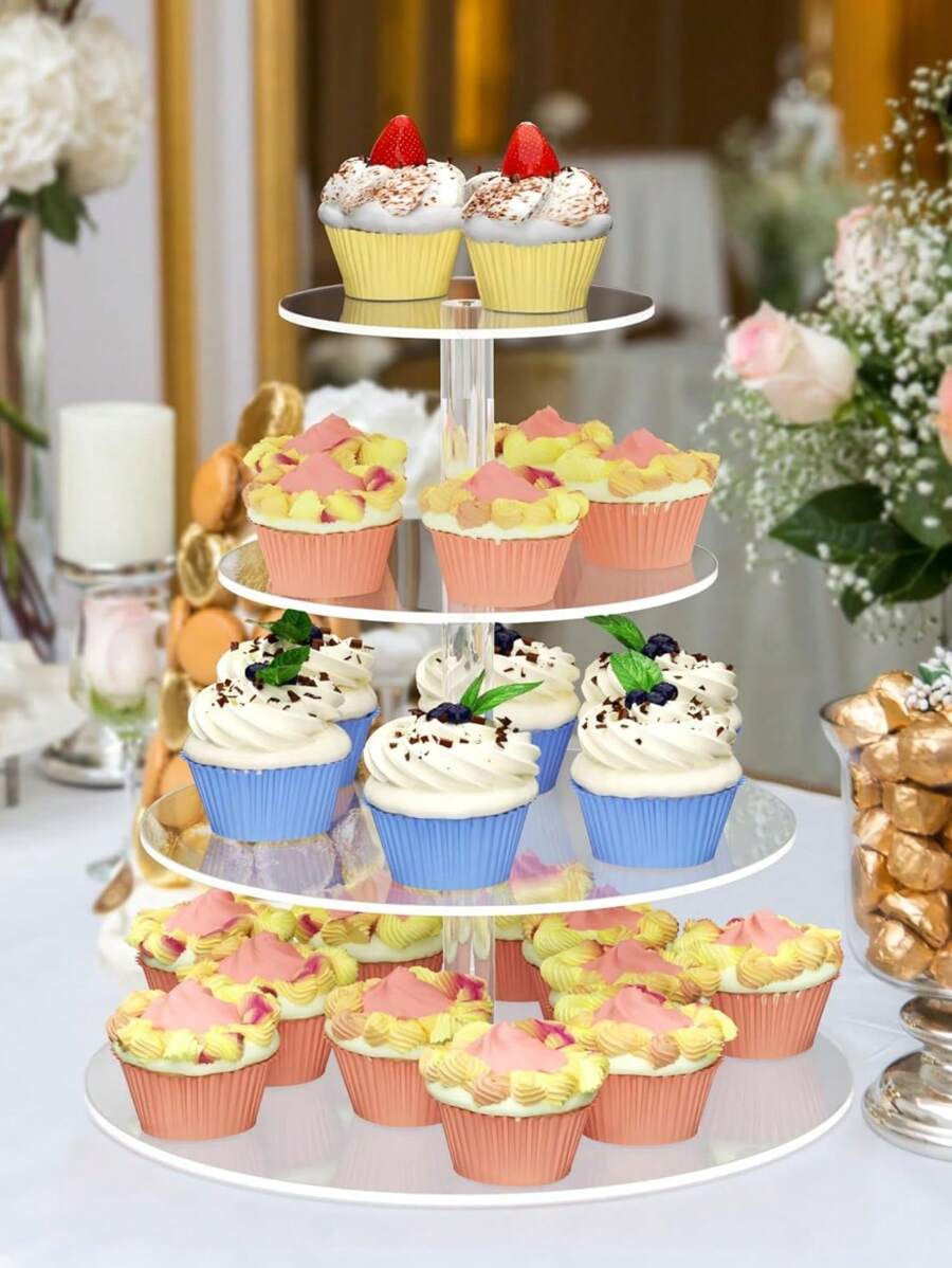 Round Acrylic Dessert Cupcake Stand, Multilayer Cake Display Rack For ...