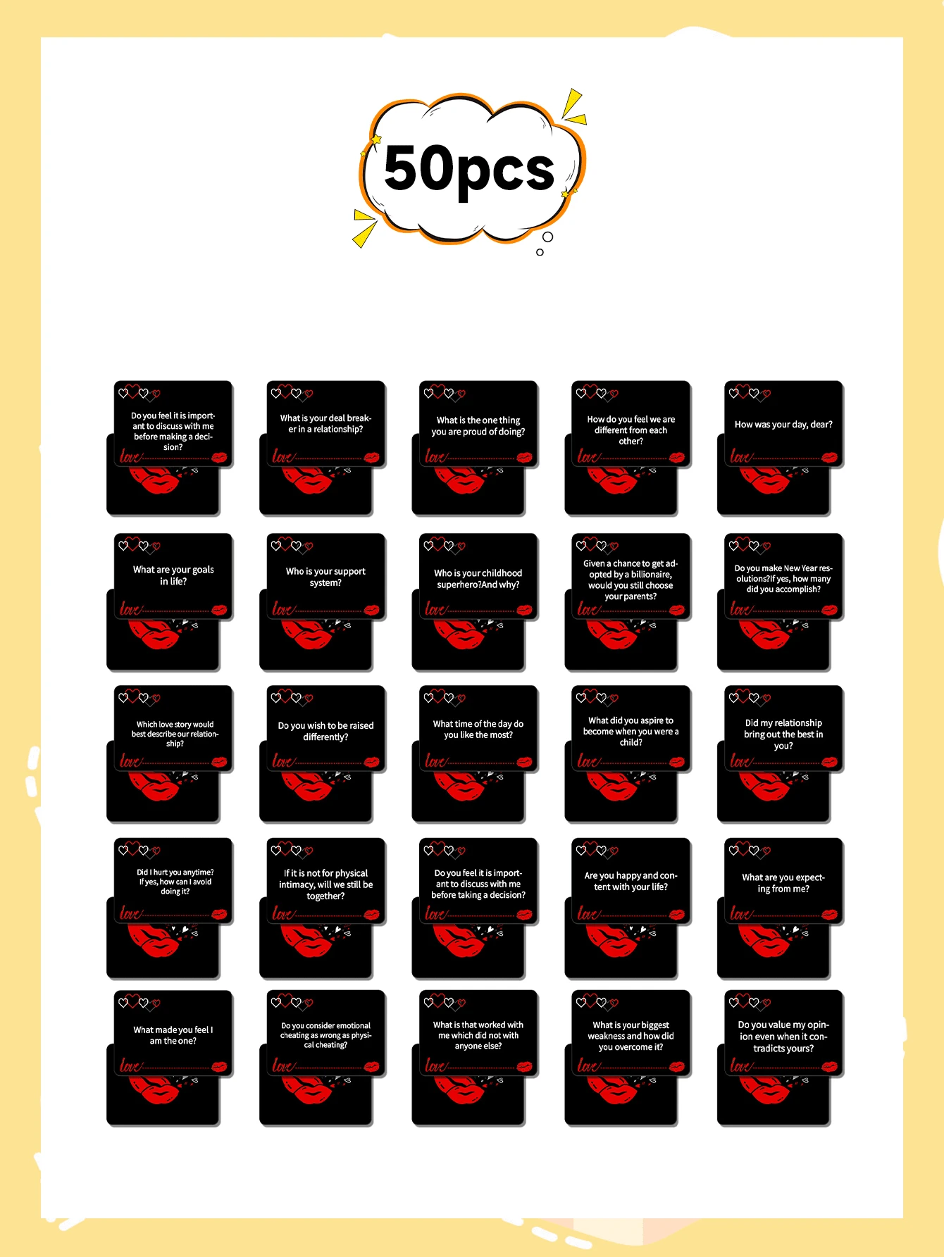 50Pcs Couples Interactive Card Ambiguous Ask Each Other Husband And Wife Small Card Card Card ...