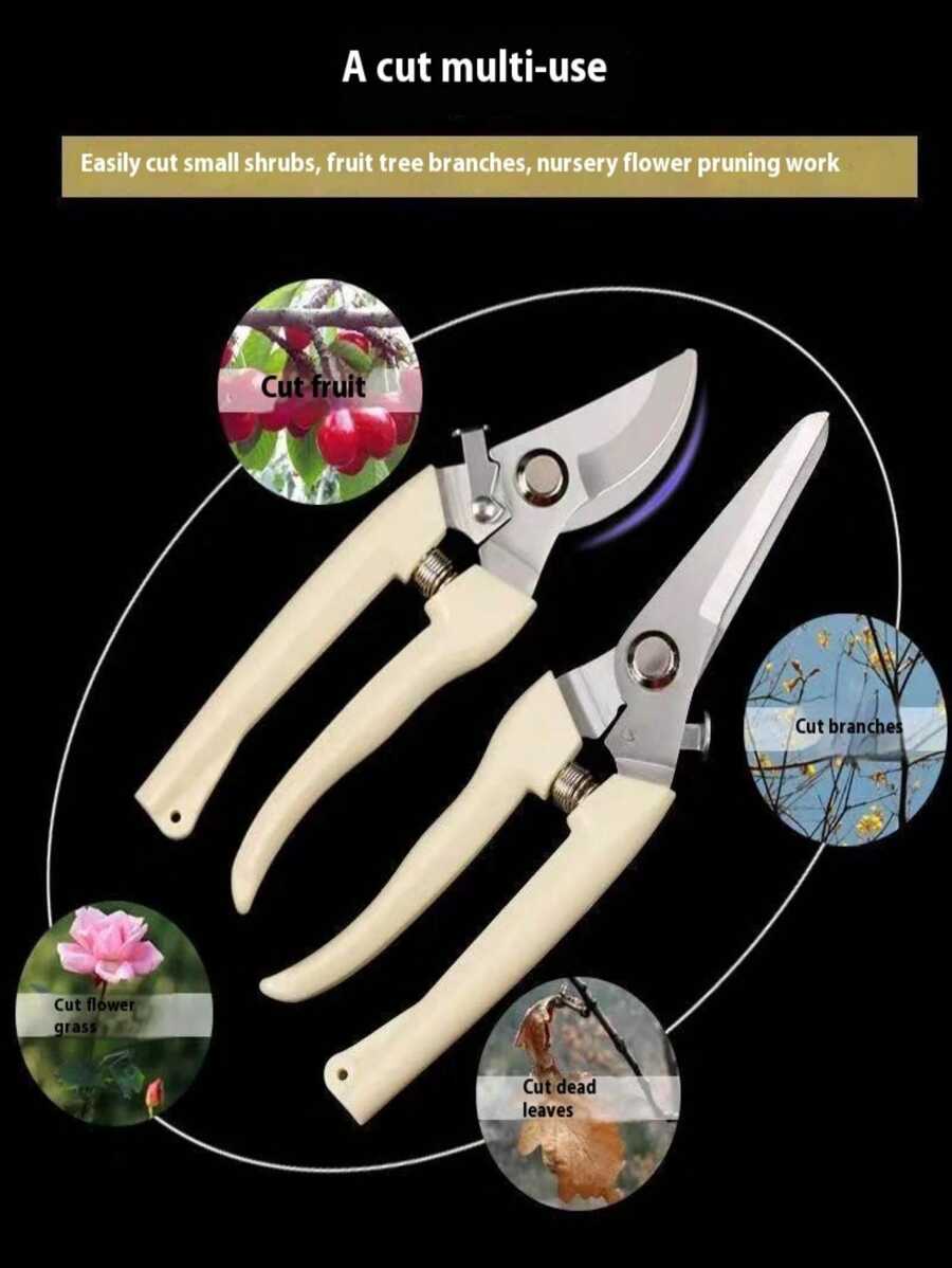 3pcs Set: Stainless Steel Garden Branch Pruning Shears, 2 Pruning Scissors And 1 Sharpening ...