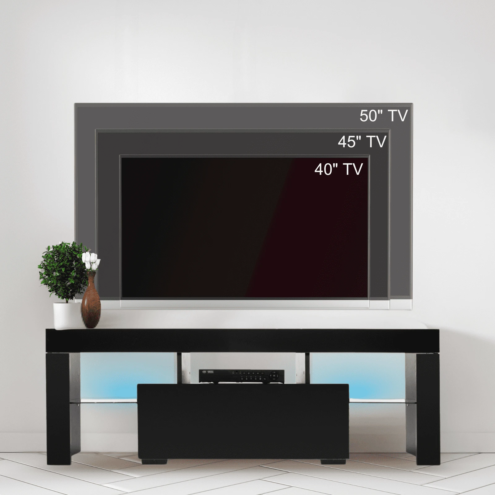 Ktaxon Modern LED Light TV Stand, Storage Console Cabinet Furniture ...