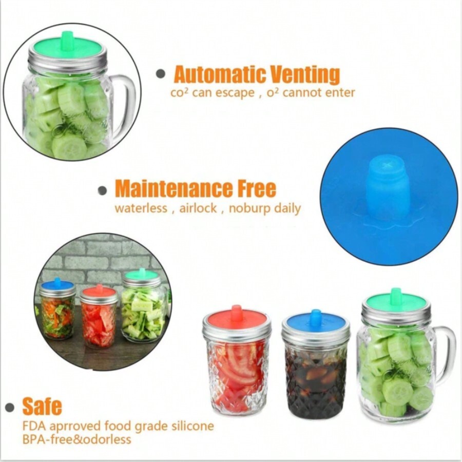Silicone Fermentation Lid For Mason Jar, Fermenting Airlock Lid For ...