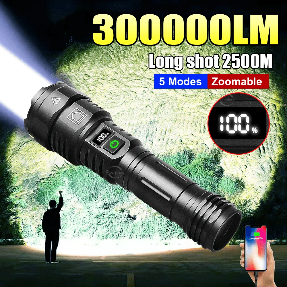 2024 Most Powerful Flashlight Super Bright Rechargeable Led Torch ...