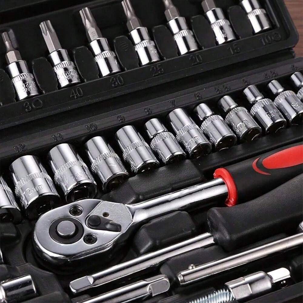 46pcs Drive Socket Set 1/4 Inch Ratchet Wrench Set With Sockets Metric ...