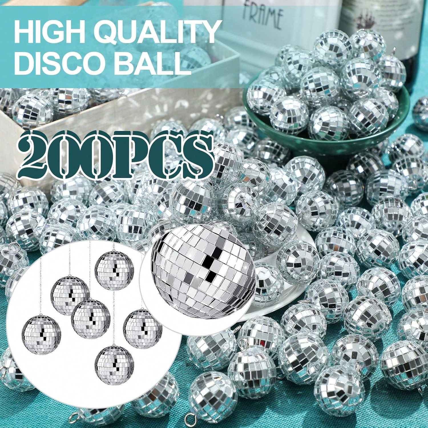 100 Pcs 1.2 Inch Mirror Disco Balls Ornament Mardi Gras Mini Small ...