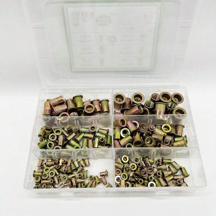 Rivet Nut Kit,220Pcs Rivet Nut, Zinc Plated Carbon Steel Rivnut ...