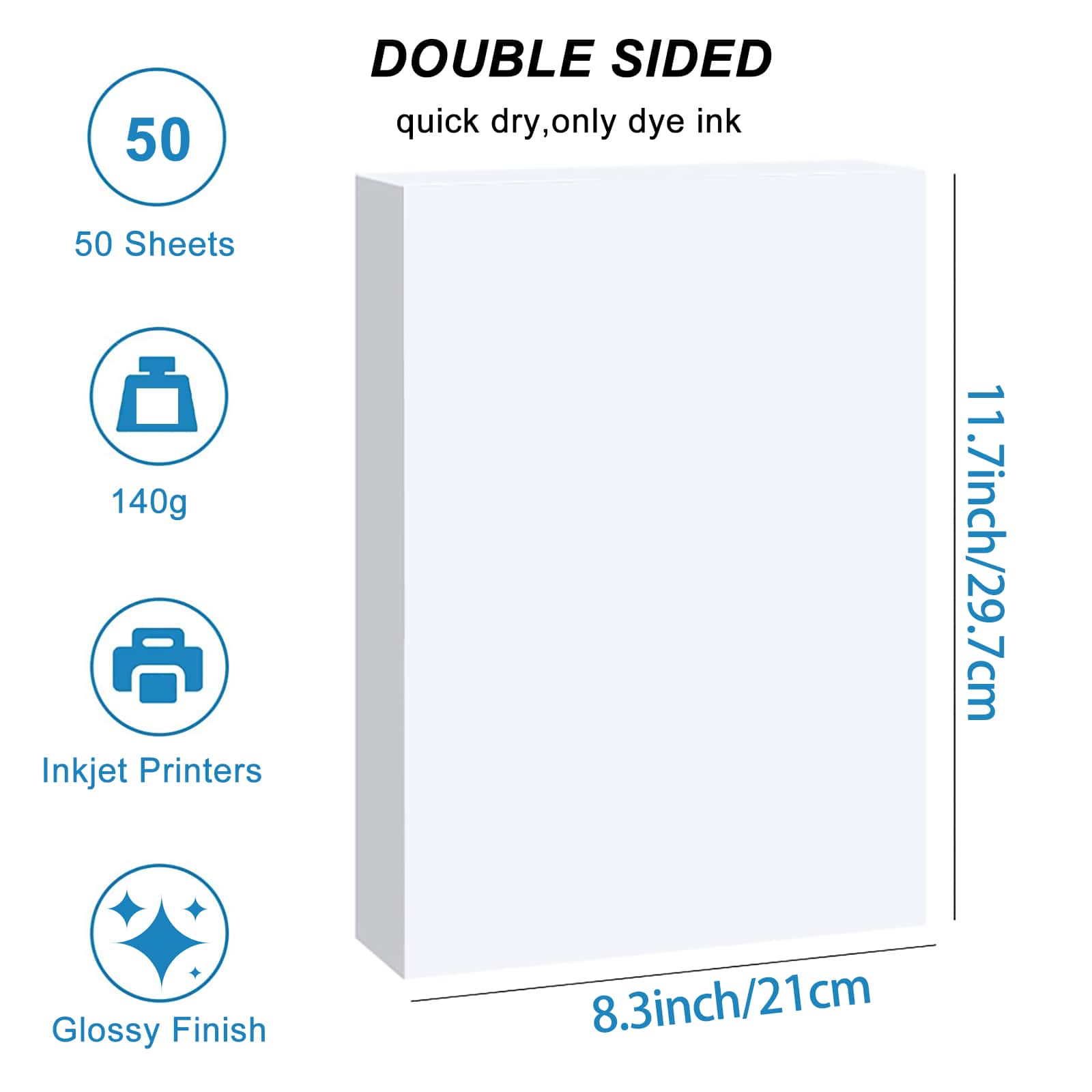 50 Sheets Premium Double-Sided Glossy Printing Paper A4 Size (21*29.7 ...