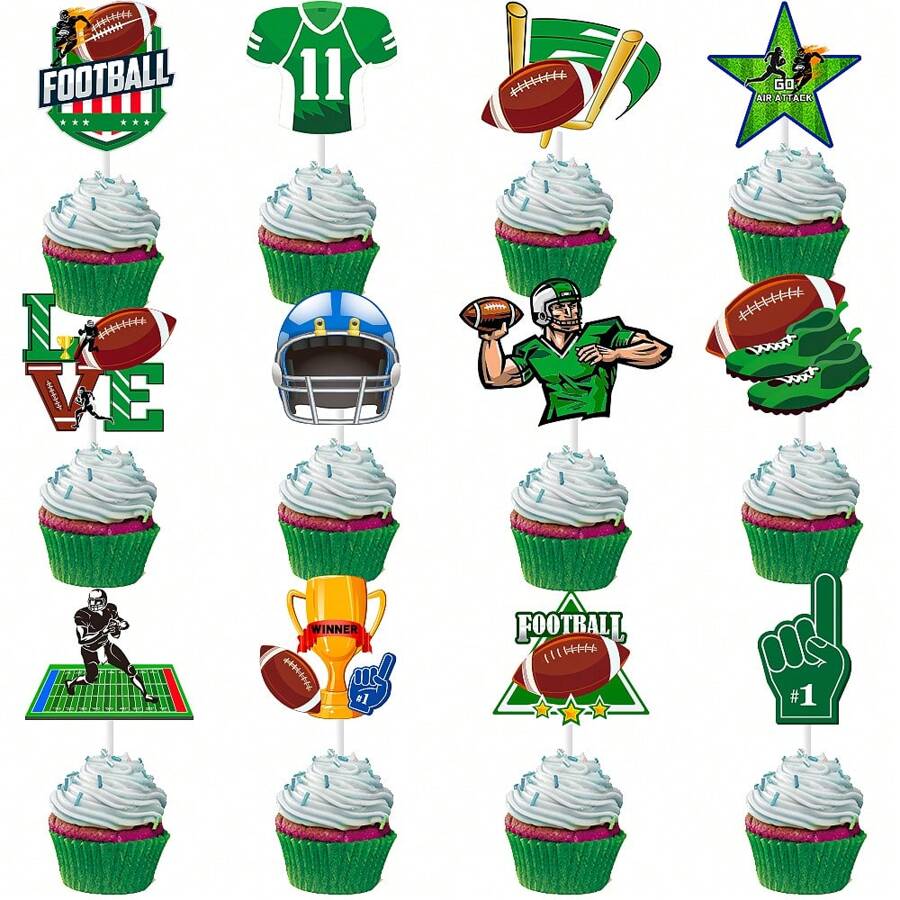 12PCS Rugby Football Theme Party Cupcake Toppers Picks, Rugby Sports ...
