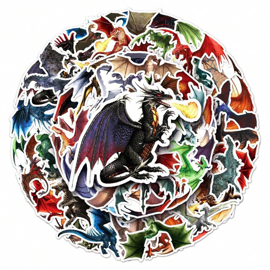 50PCS Dragon Stickers Dragon Party Favors Dragon Merch Dragon Decal ...
