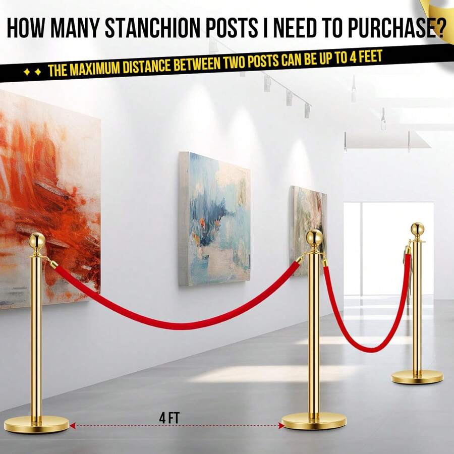 Stanchions And Velvet Ropes For Crowd Control, Gold Queue Poles With ...