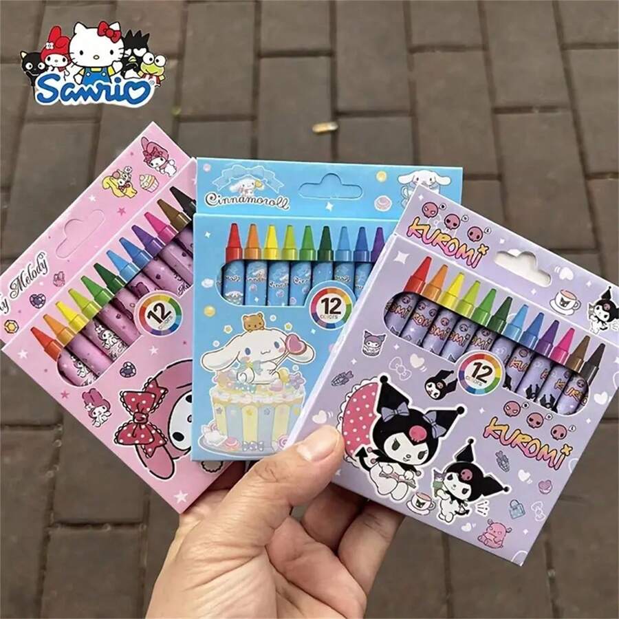 Sanrio 12pcs Sanrio Kitty & My Melody Colorful Mini Wax Crayons Set ...