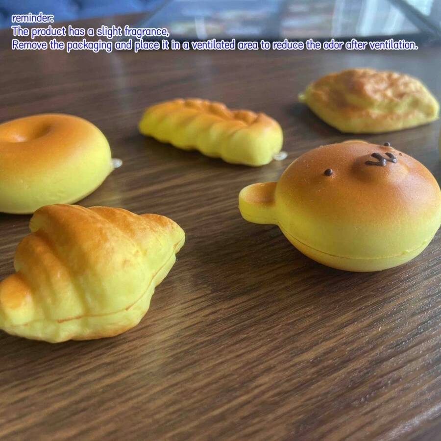 6pcs Random Realistic Pu Foam Bread Buns, Pineapple Buns, Red Bean Buns ...