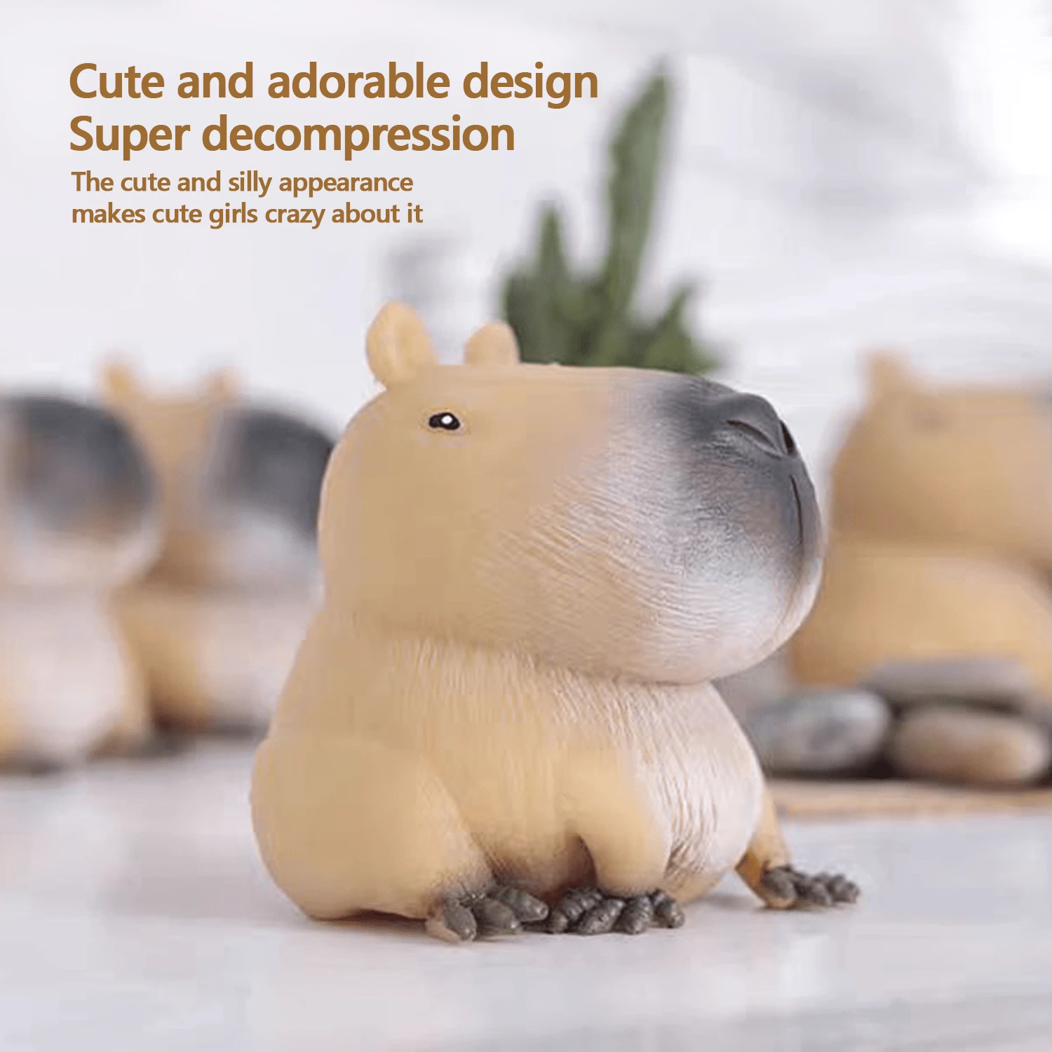 1pc Cute Capybara Squishie, Stress Relief Squeeze Ornament, Reactive ...