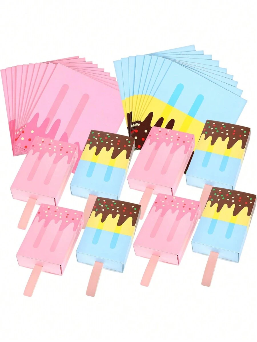 10Pcs Paper Ice Cream Shape Gift Boxes Popsicle Shape Treat Boxes ...