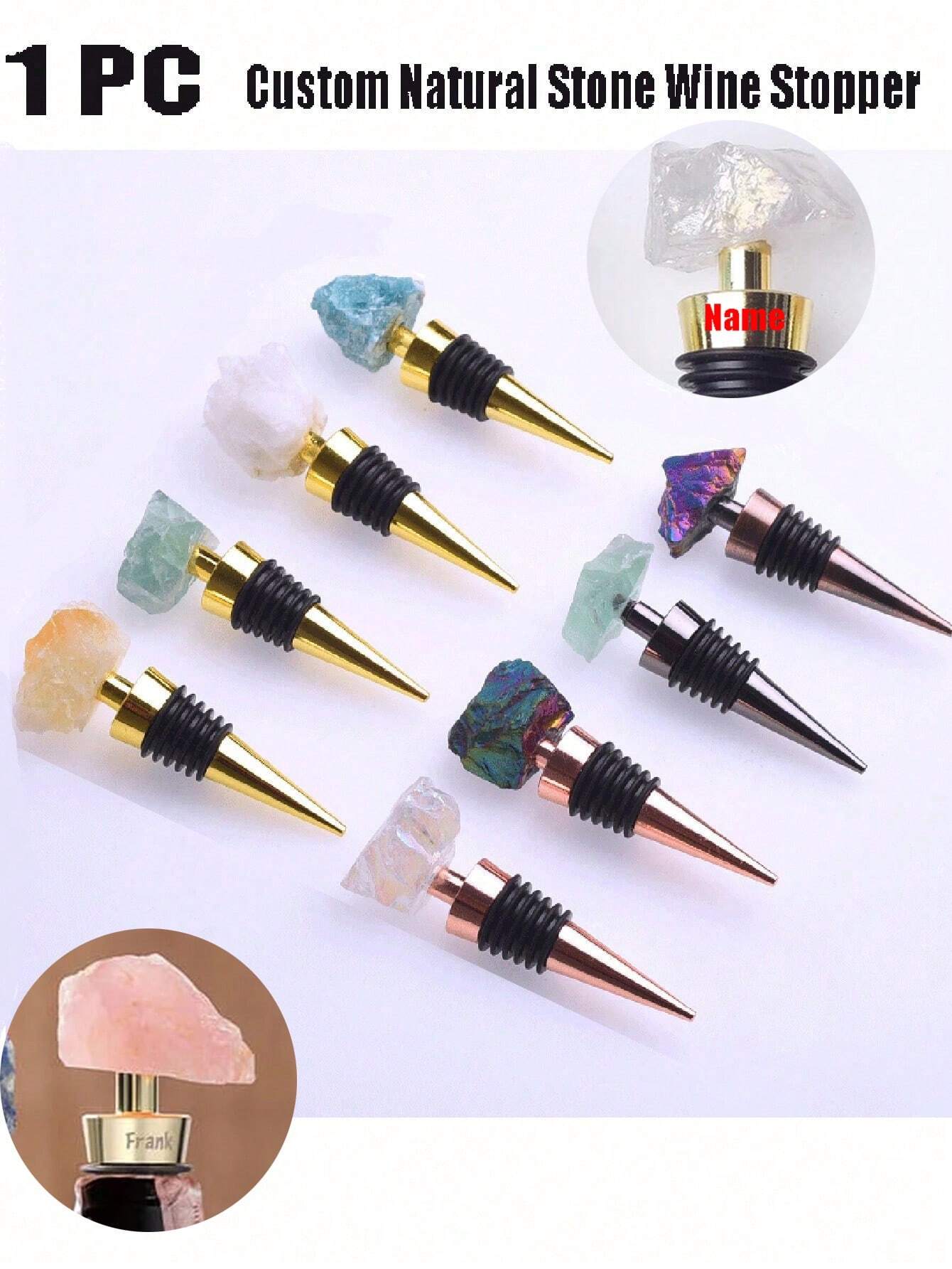 1PC Cusotmized Natural Stone Wine Stopper Natural Amethyst Rose Quartz ...