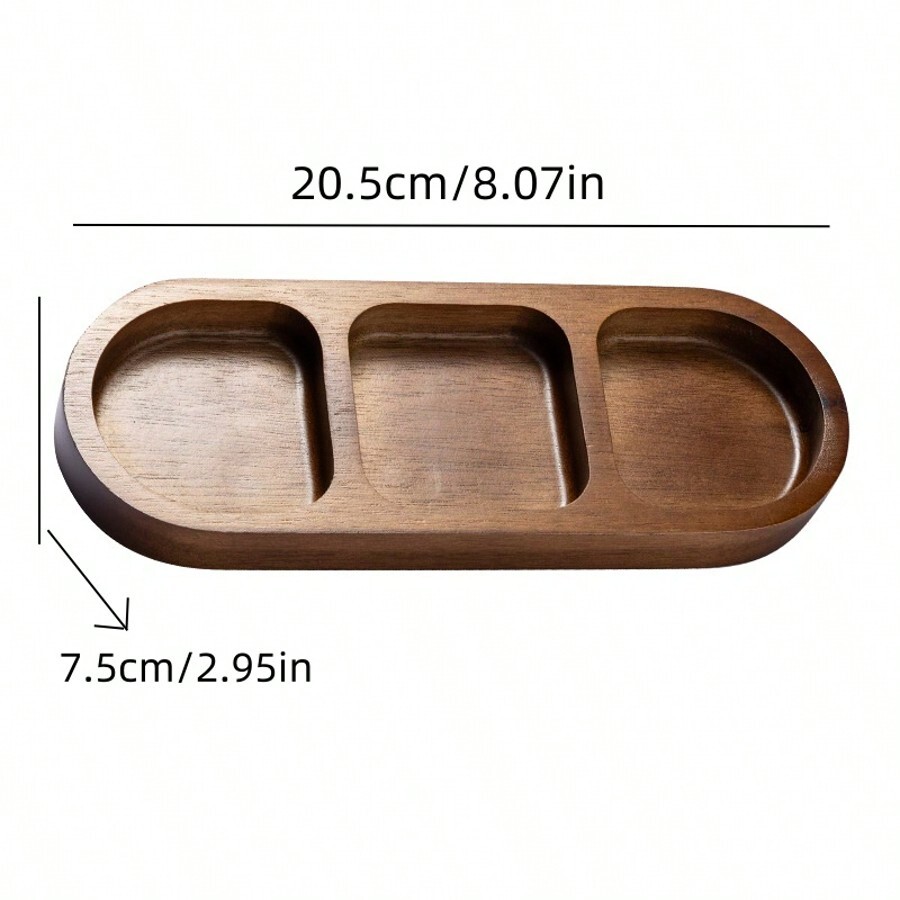 EYSENC Wood Dinner Plate 3 Compartment Plates With Dividers Serving ...
