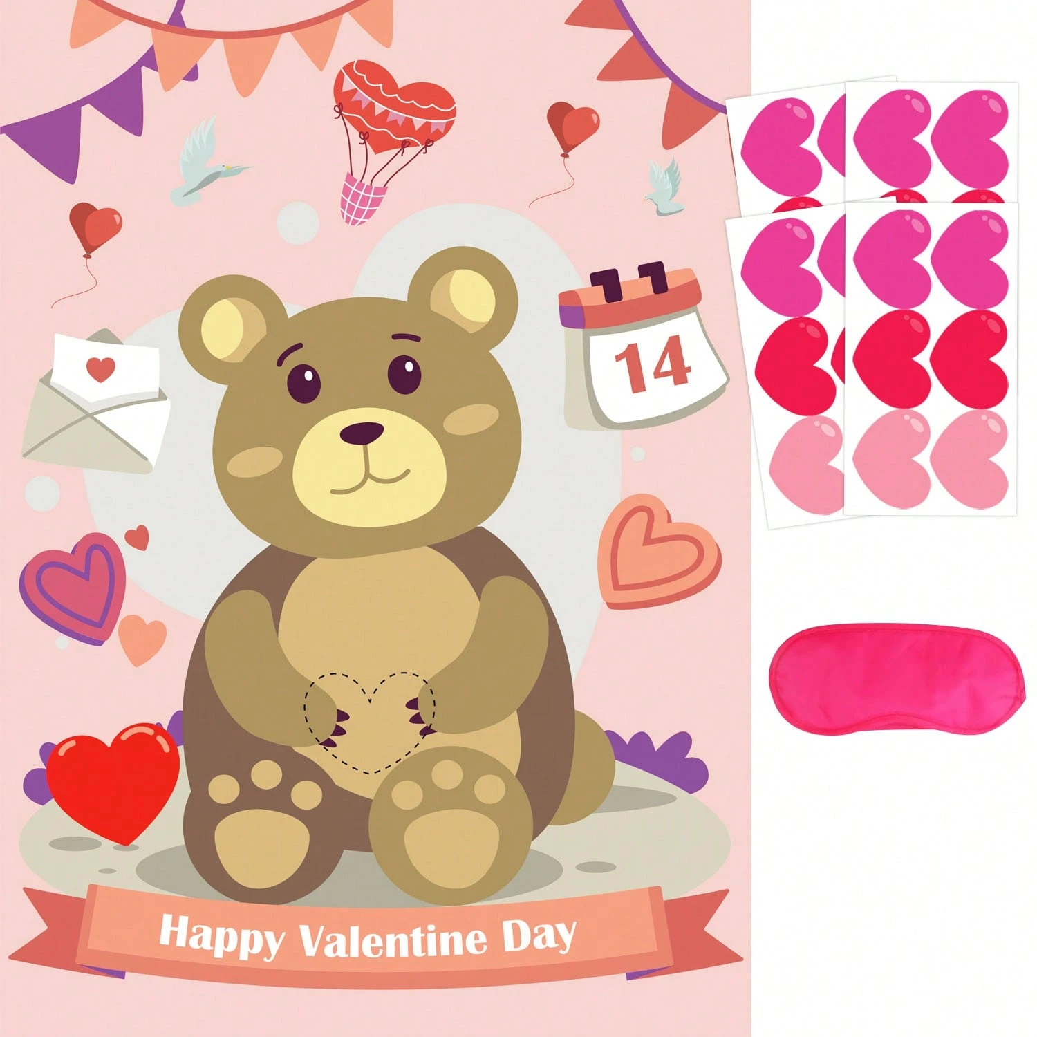 Valentine's Day Pin The Heart Game, Funny Blindfold Games For ...