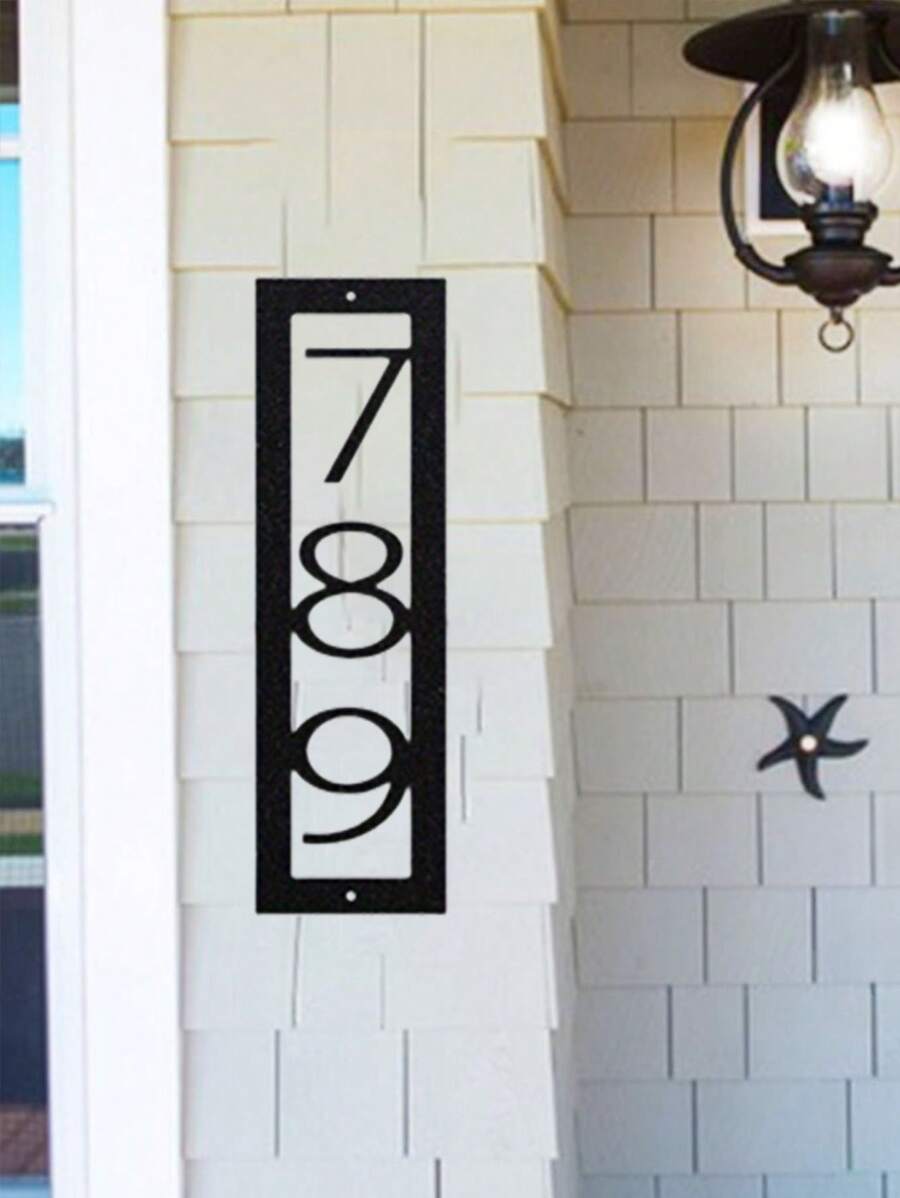 CIFbuy 1pc Modern Vertical House Number Plaque | Nouveau Font Metal ...