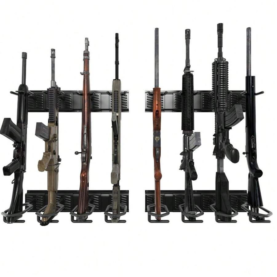 XDOVET 8-Slot Gun Rack For Wall, Adjustable Indoor Wall Mount Gun Rack ...