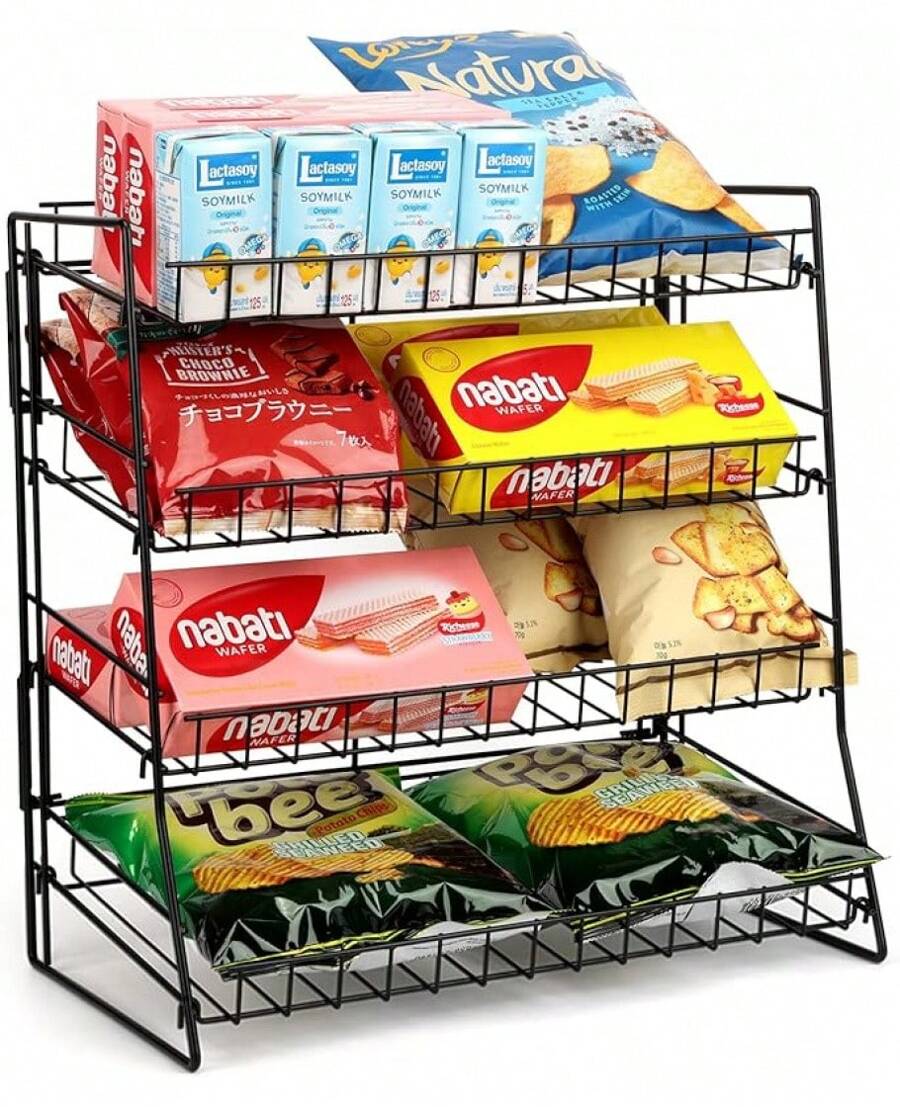 Candy Display Rack, Metal Snack Rack Display Stand, Snack Organizer For ...