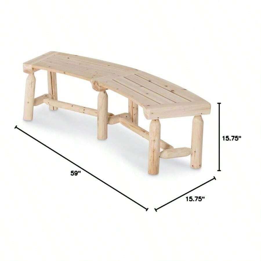 Curved Fire Pit Bench, Wood Log Bench Seat, Outdoor, Backyard, Rustic ...