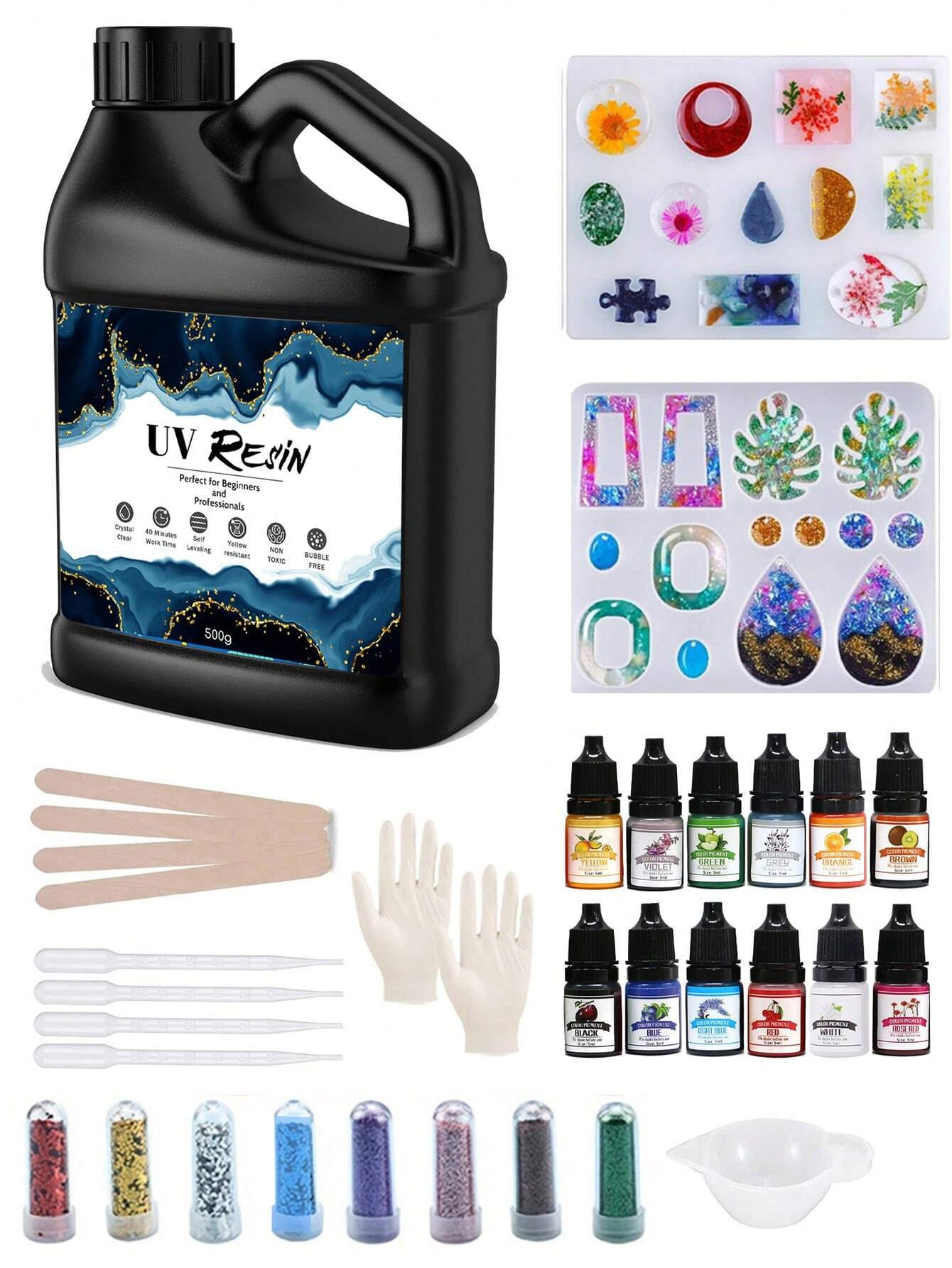 Resina Epóxi UV de Cura Rápida, Cristal Claro, Fórmula Aprimorada de Resina UV, Kit de Cola ...