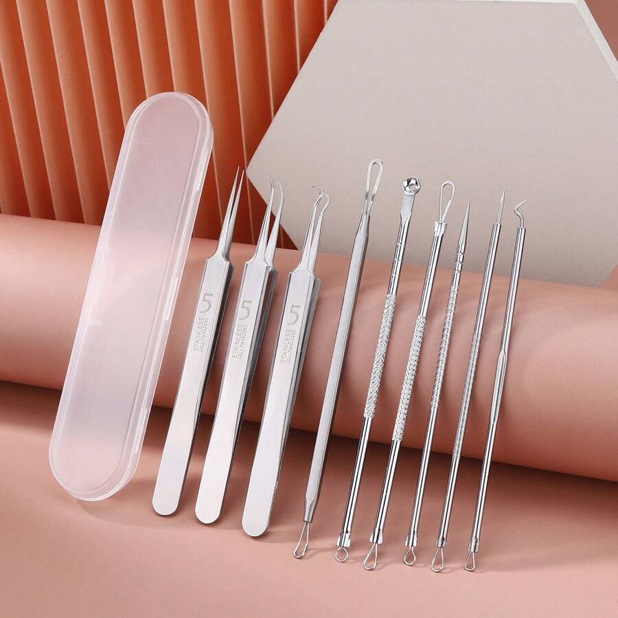 Stainless Steel Pimple Extractor Tool Set - Includes Blackhead Comedone ...