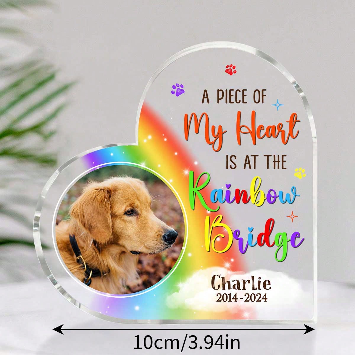 Custom Rainbow Bridge Dog Memorial Photo Acrylic Plaque, Cat Dog Loss ...
