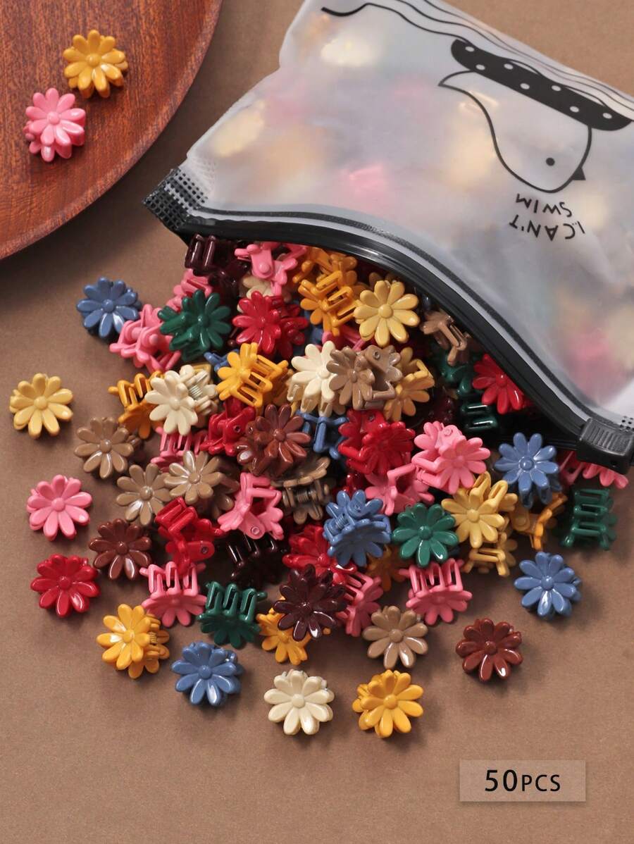 50pcs/Pack Cute Cartoon Colorful Hair Clips, Small Size For Girls ...