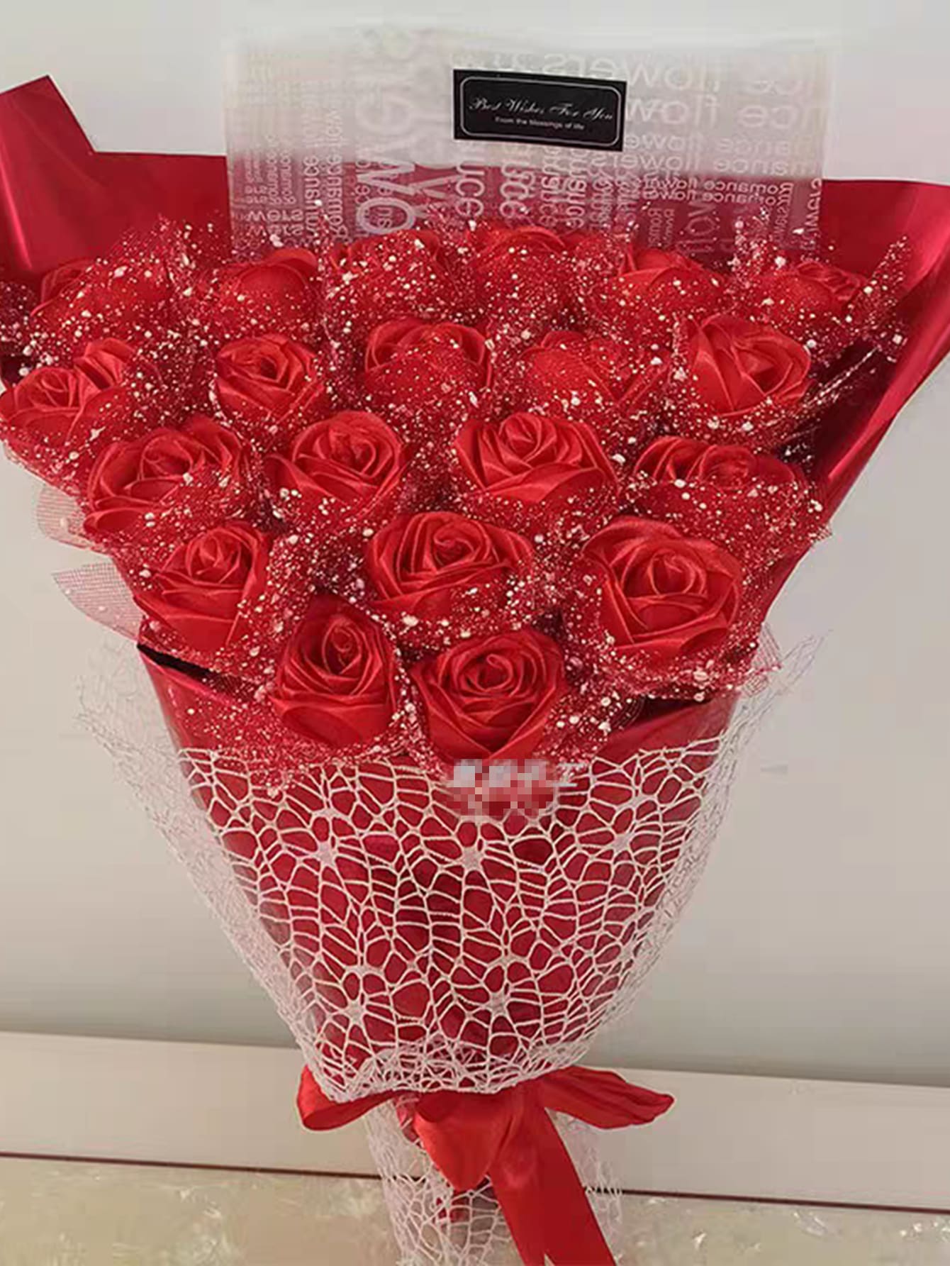 25yds Red Polyester Satin Ribbon For Handmaking Bows, Valentines Rose ...